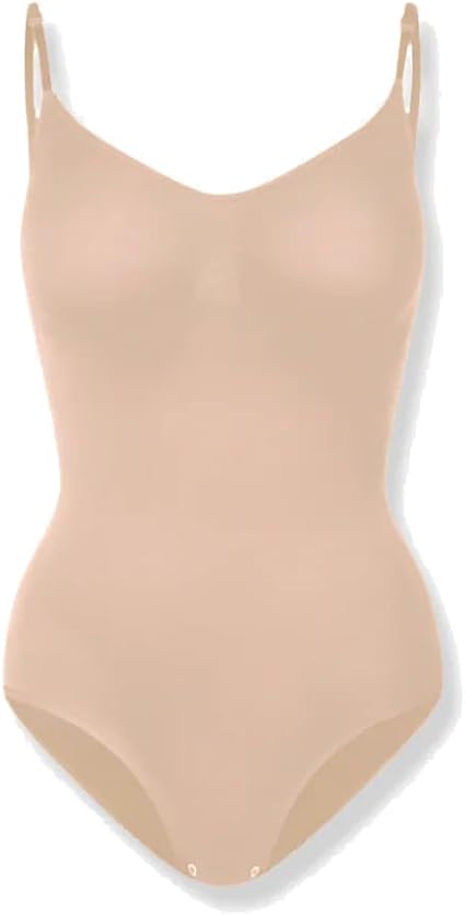 SWZEC Creamy Fabrics Bodysuit Sculpting Shapewear mit String (Beige,S ...