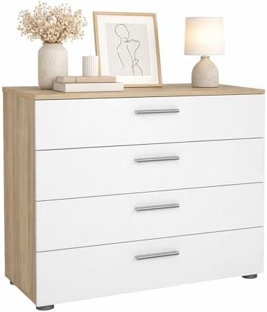 Chest of Drawers, Safe Bedroom Drawer, 4 Drawers, Patinated Oak and ...