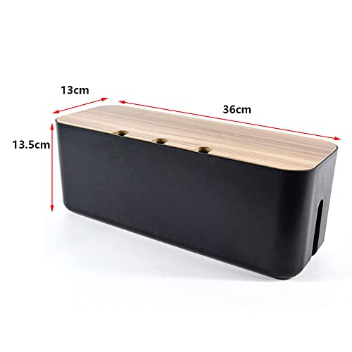 Black Cable Storage Box, Cable Management Box with Ventilation, Large ...