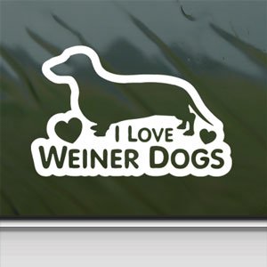 Amazon.com: I Love Weiner Dogs White Sticker Car Vinyl Window Laptop ...