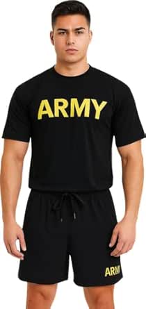 Amazon.com: US Army PT T-Shirt & Shorts Set | Performance Moisture ...