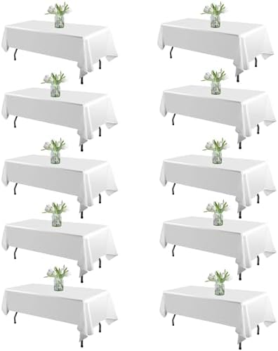 Amazon.com: WIGENIUS 10 Pack White Table Cloth Rectangle Tablecloths ...