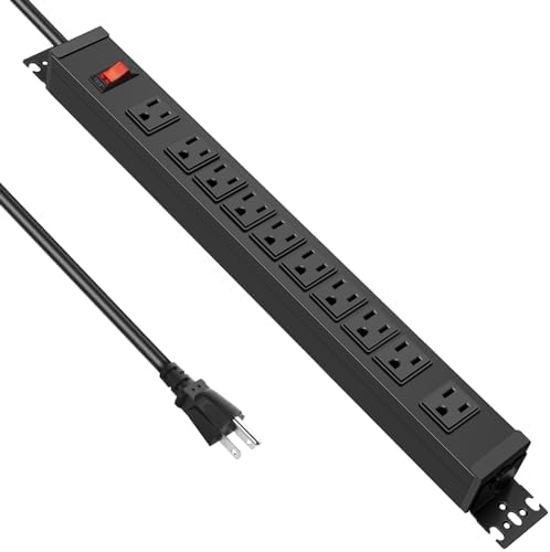 Amazon.com: JUNNUJ Multi Angle Mount 10 Outlet Power Strip Heavy Duty ...