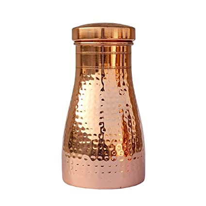 Buy copper bed room jar with inbuilt glass 100% copper Online at Low ...