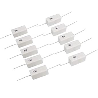 10pcs 2 ohm 2RΩJ 5 watt Axial Ceramic Cement Power Resistor 5W: Amazon ...