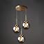 DLSixYi Industrial Vintage Brass Chandelier 3 Light Clear/Smoke Grey ...