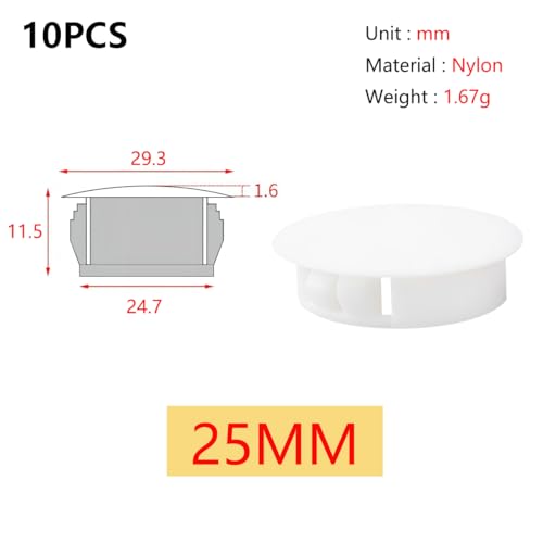 Qrity 10 Pcs Plastic Hole Plugs, 25mm Round Button Plugs, Snap on Type ...