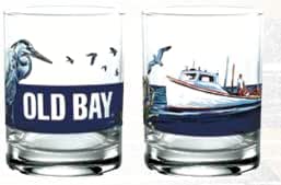Amazon.com | OLD BAY Scene Wrap Rocks Glass – 10oz Coastal Boat & Heron ...