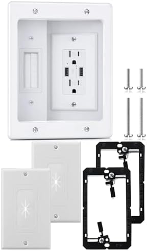 Amazon.com: ZEXMTE in Wall Cable Management Kit with AC Outlets & USB ...