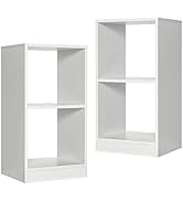 Amazon.com: SILKYDRY 2 Stackable Cubes Bookcase, Wooden Cubby Storage ...