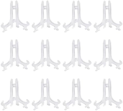 CIXLOGIC 12pcs 3" Mini Clear Plastic Easels, Little Display Stands ...