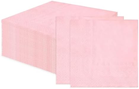 Amazon.com: 100 pcs 2-Ply Light Pink Napkins Folded 5 x 5 inch ...