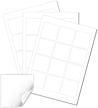 Blank 60mm Square Labels - 12 Per Sheet, 10 Sheets - Matt White Self ...