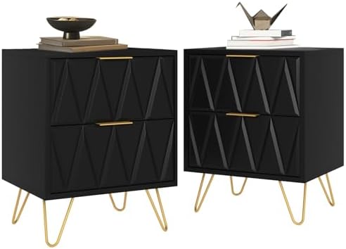 Amazon.com: Anbuy Navy Blue Nightstand Set of 2, End Side Table Double ...