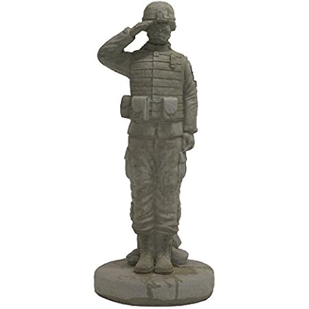 Amazon.com: Solid Rock Stoneworks Standing Soldier Stone Statue 25in ...