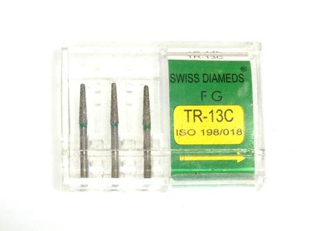 ADDLER DENTAL DIAMOND BUR TR -13C HEAD SIZE 1.8 MM FG AIR ROTOR SWISS ...