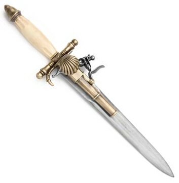 Buy French Flintlock Pistol Replica / Dagger Combination with Antiqued ...