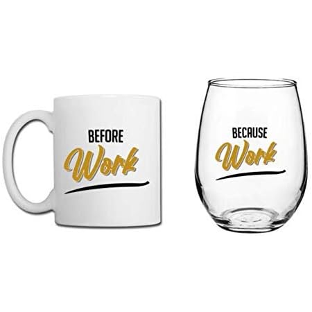 Amazon.com | Before Work, After Work 11 oz Coffee Mug and 15 oz ...