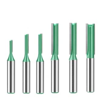 WSOOX 6pc 8mm Shank Straight Router Bit Set, Carbide & Alloy Steel, 2 ...