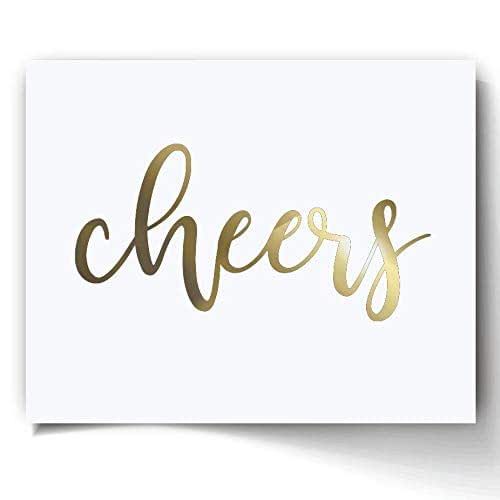 Amazon.com: 8"x10" *UNFRAMED PRINT* Shiny Gold Foil Metallic Cheers ...