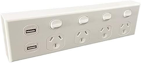 3A AU Quad Power Point 10A 250v with 2 USBs 4 Gang GPO Socket Outlet ...
