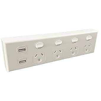 3A AU Quad Power Point 10A 250v with 2 USBs 4 Gang GPO Socket Outlet ...