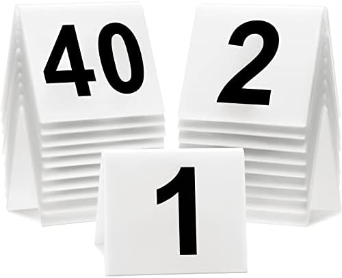 40 Pieces Acrylic Tent Table Numbers 1-40 Double Side Numbered Table ...
