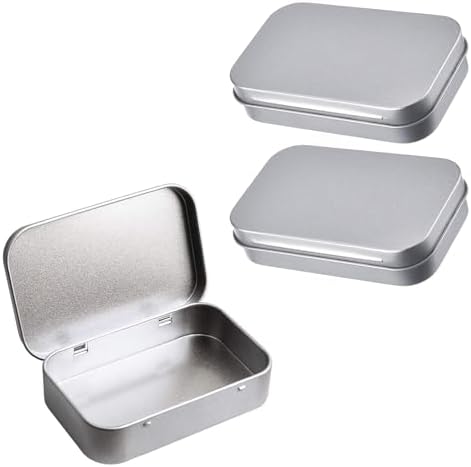 NAYAGOGO 3 PCS Rectangular Tin Can, Metal Rectangular Empty Hinged Tins ...