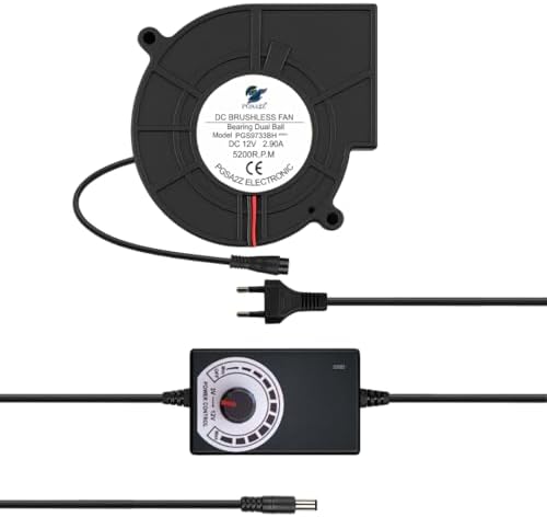 97mm DC Blower Fan 12V Dual Ball Bearing – 5200RPM High Airflow Cooling ...