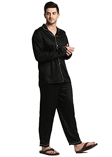 Buy Shopbloom Modal Satin Ultra Soft Black Full Sleeves Night Suit ...