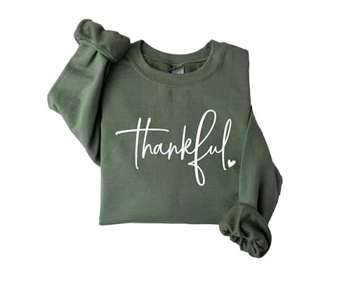 Amazon.com: Thankful Sweatshirt, Thanksgiving Sweatshisrt, Thankful ...