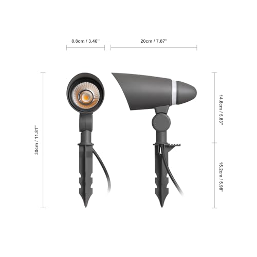 DAWALIGHT Garden Lights Mains Powered Spike 10W 3000K Warm White 800LM ...