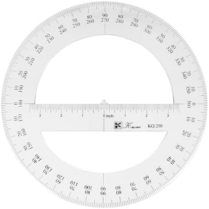 360 Full Circle Protractor, 25cm Plastic Math Measuring Tools Round ...