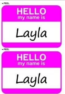 Amazon.com - Hello My Name Is Layla - Sheet of 2 - Window Bumper Laptop ...