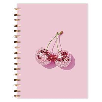 Amazon.com : Qnhij Pink Cherry Disco Ball Spiral Notebook 5.5x8.3 ...