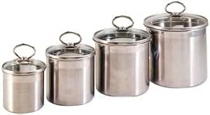 Amazon.com: Danesco Stainless Steel Canister Set: Kitchen Storage And ...