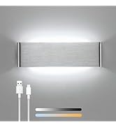 Lightess LED Wall Light Battery Powered Indoor Wall Lights Rechargeable ...