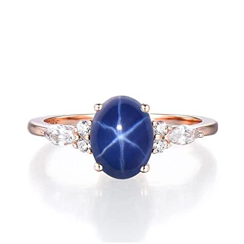 Amazon.com: 1.5ct Oval Cut Linde Star Sapphire Engagement Ring Sterling ...