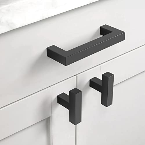 Astre 10 Pack 96mm Black Kitchen Handles Cupboard Handles Stainless ...