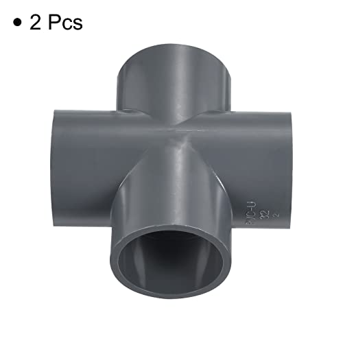 PATIKIL 32mm PVC Pipe Fittings, 3 Pack 4 Way Tee Shape Water Tubing ...