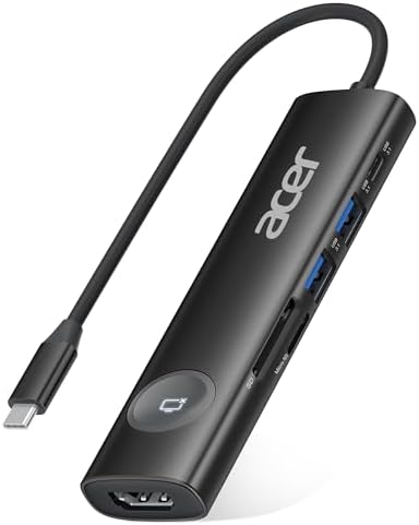 acer USB C Hub, 7-in-1 USB C to HDMI Adapter 4K@60Hz, 2 * 5Gbps USB 3.0 ...