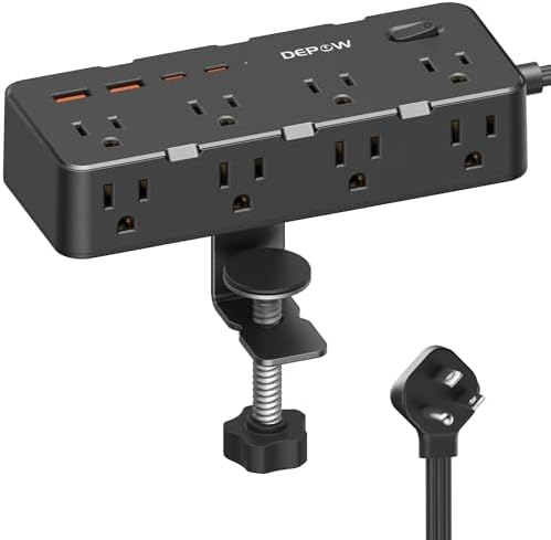 Amazon.com: DEPOW Desk Clamp Power Strip-Fit 2.75" Tabletop, 1700J ...