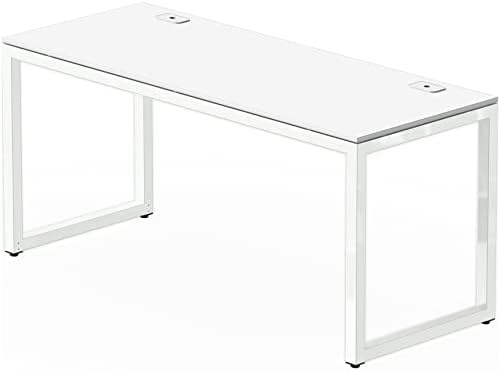 SHW Commercial-Grade Computer Desk Home Office Table, White Frame w/Oak ...
