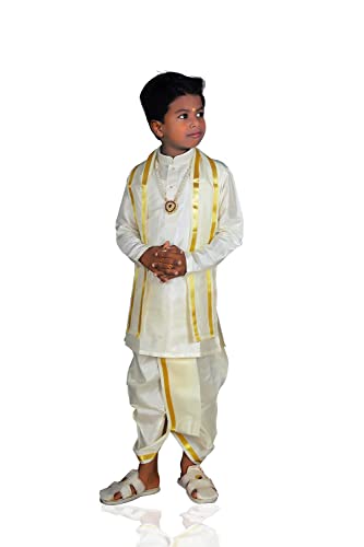 Traditional Silk Pancha,Kurtha with Angavasthiram for 6 Year Boys ...