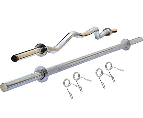 Buy S360 Fitness Combo of 3Ft Curl Rod and 3Ft Straight Rod with 2 Pair ...