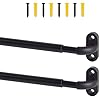 TYRON 2 Pack Screwed Sash Curtain Rod Adjustable 12-18 Inch, 3/8 In ...