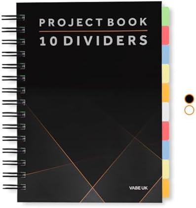 VABE UK A5 Translucent Project Notebook with 10 Extended Dividers - 300 ...