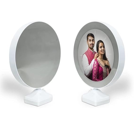 Bhanu Gift World Circle Shape Magic Mirror Photo Frames with LED Light ...