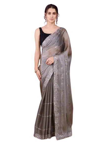 Buy Saree For Women's And Girls Zimmy Chu Fabric With All Over Sequins ...
