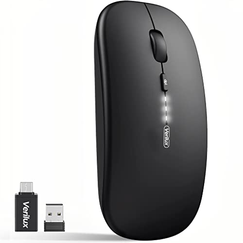 Verilux® Wireless Mouse Rechargeable, Upgraded Ultra Slim 2.4G Silent ...